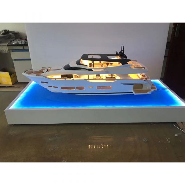 Miniature yatch scale model with led light for display