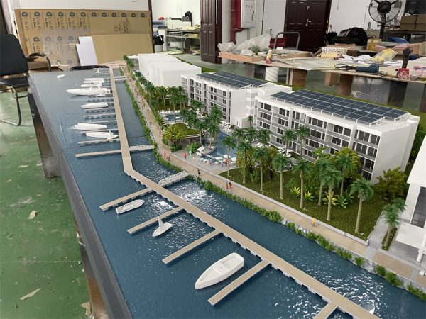 Acrylic led miniature building models architecture with figures