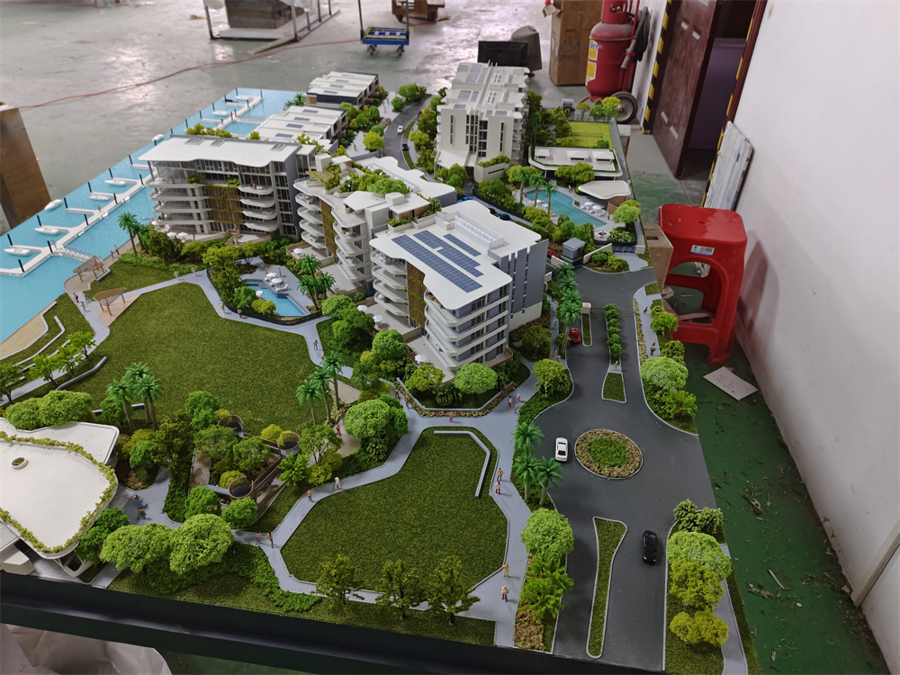 a building model that resembles a modern residential community or a resort